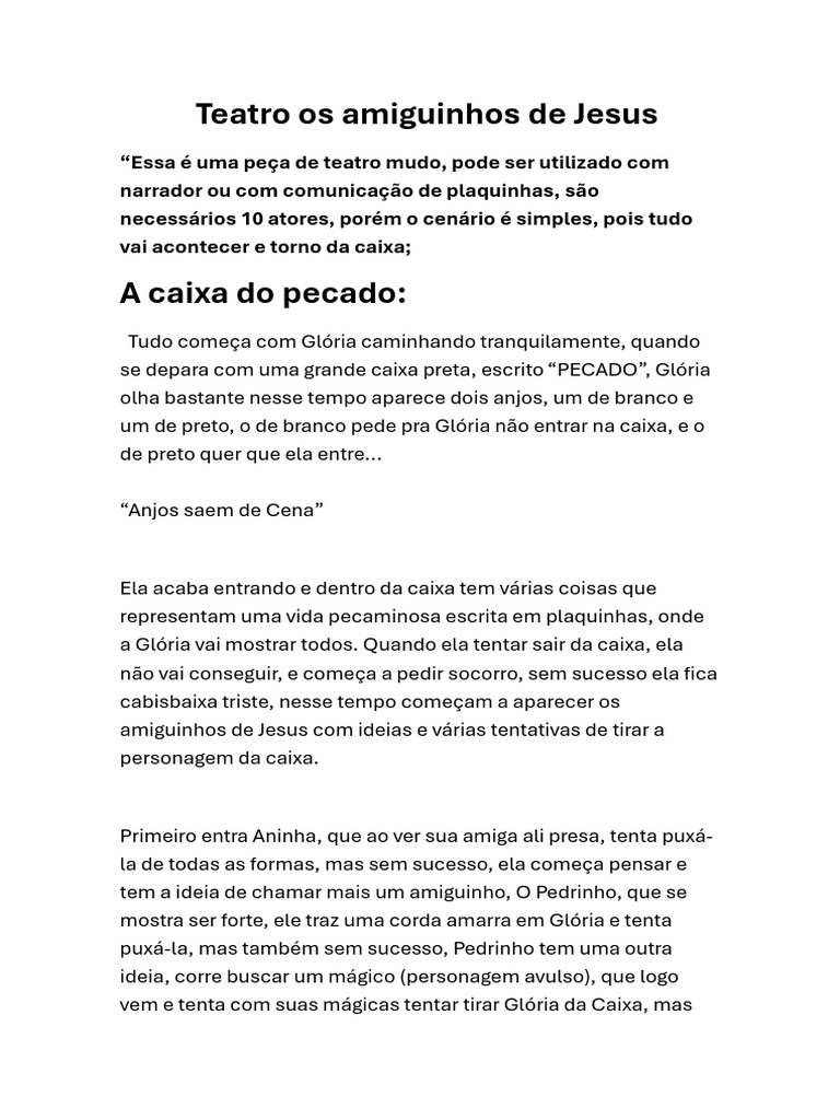 Teatro Os Amiguinhos de Jesus | PDF