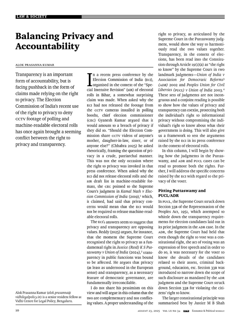 Balancing Privacy and Accountability | PDF | Privacy | Elections