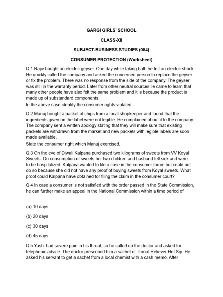 4 Business Studies Worksheet-XII | PDF