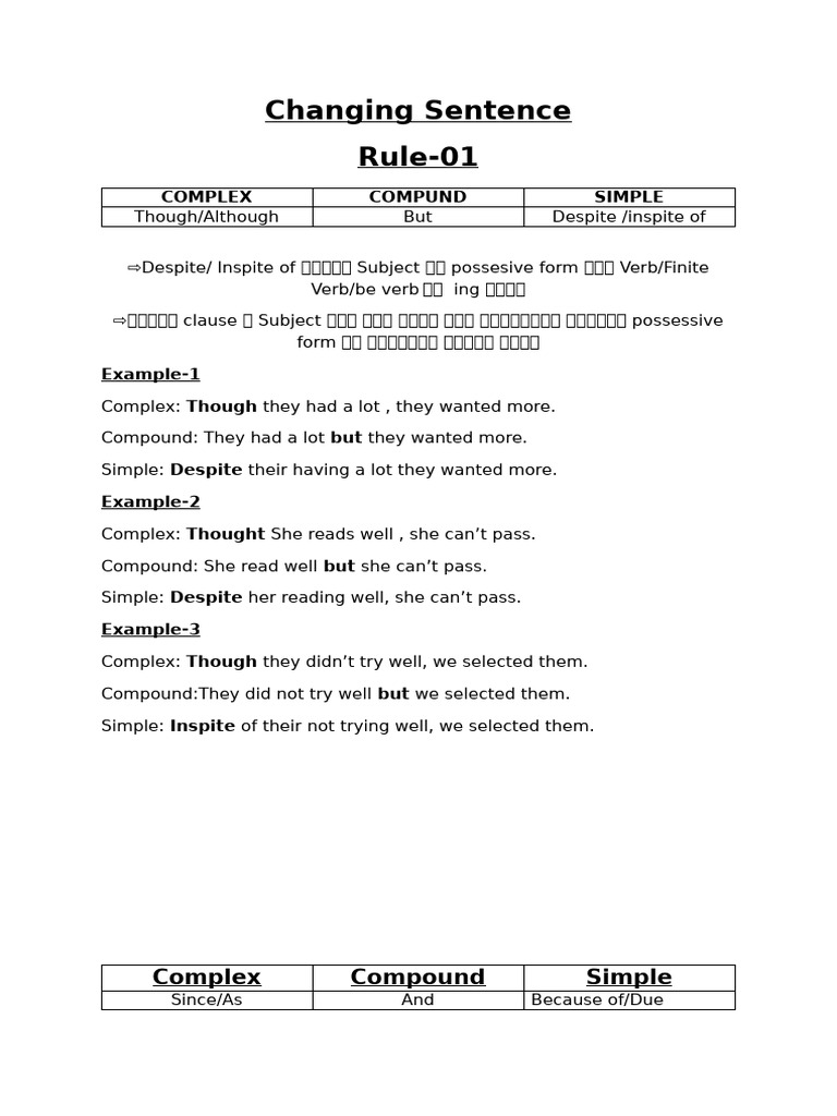 Sentence Structure for SSC 2026 | PDF