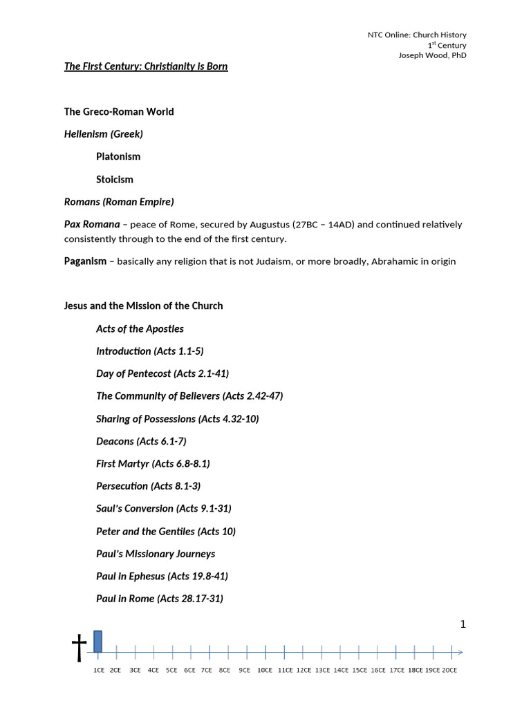 NTC Online - Church History - 1st Century (Handout) | PDF | Acts Of The ...