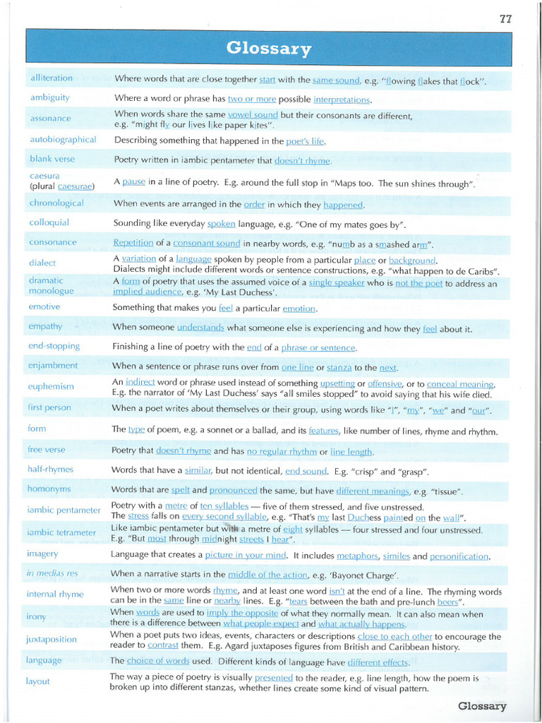Poetry Glossary | PDF