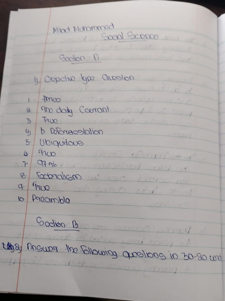 Milad Muhammed Social Studies Answer Sheet | PDF
