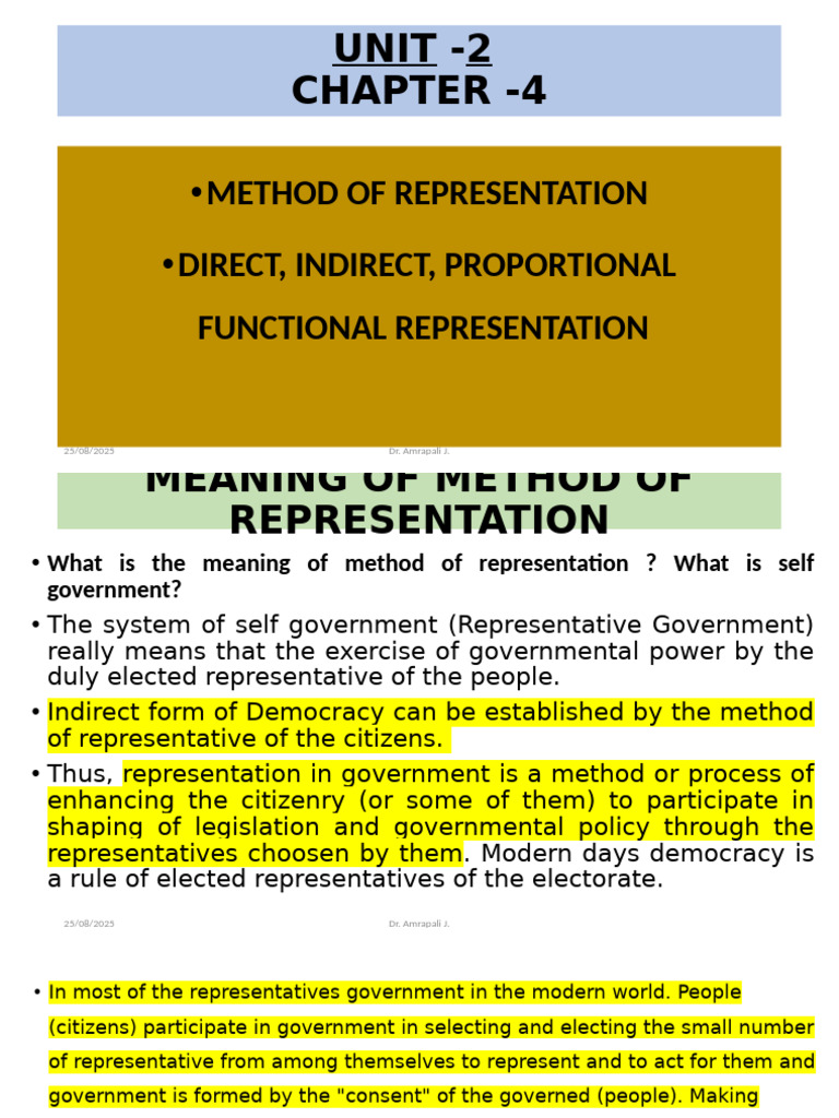 Methods of Political Representation Explained | PDF | Voting ...