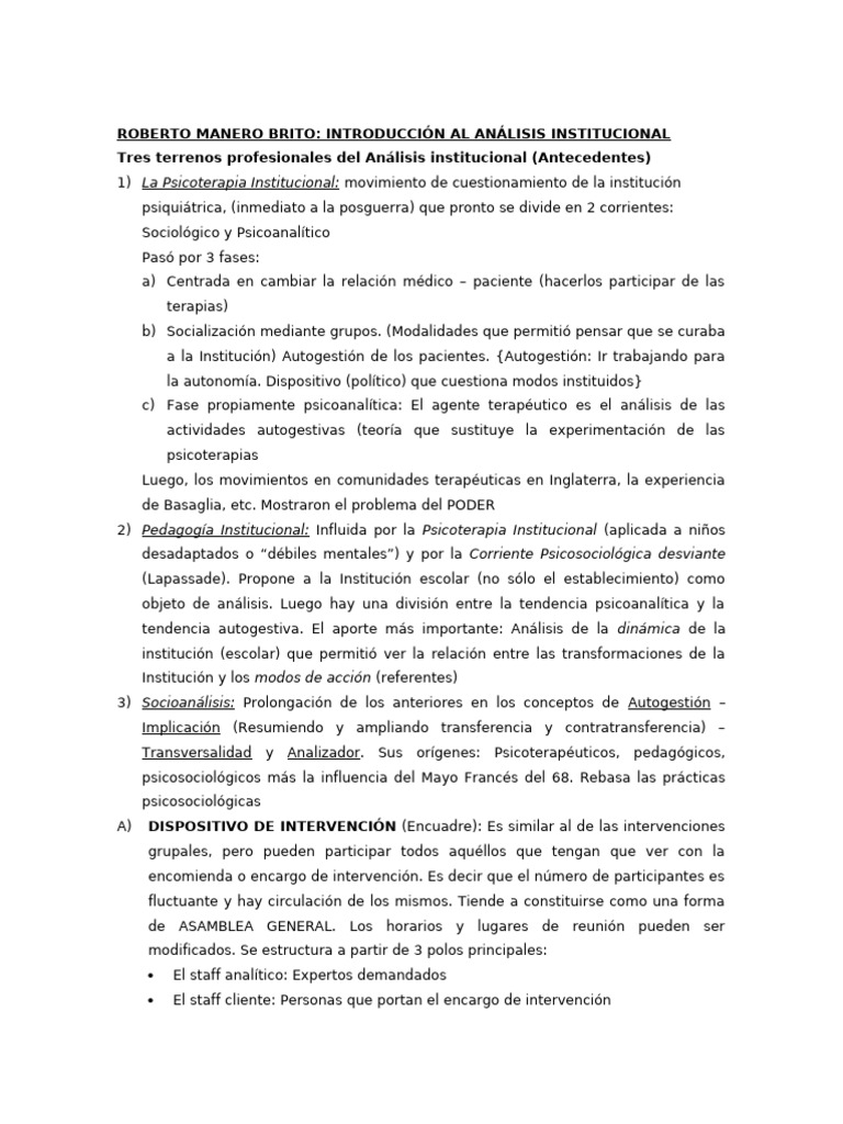 Roberto Manero Brito | PDF | Psicoterapia | Institución