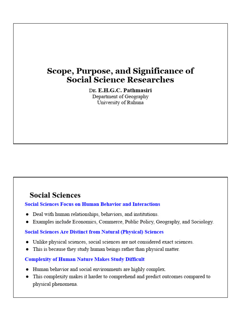 Scope, Purpose, and Significance of | PDF | Social Sciences | Theory