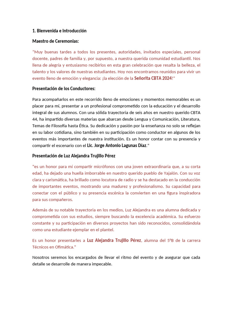 Programa Señorita Cbta 2024 | PDF