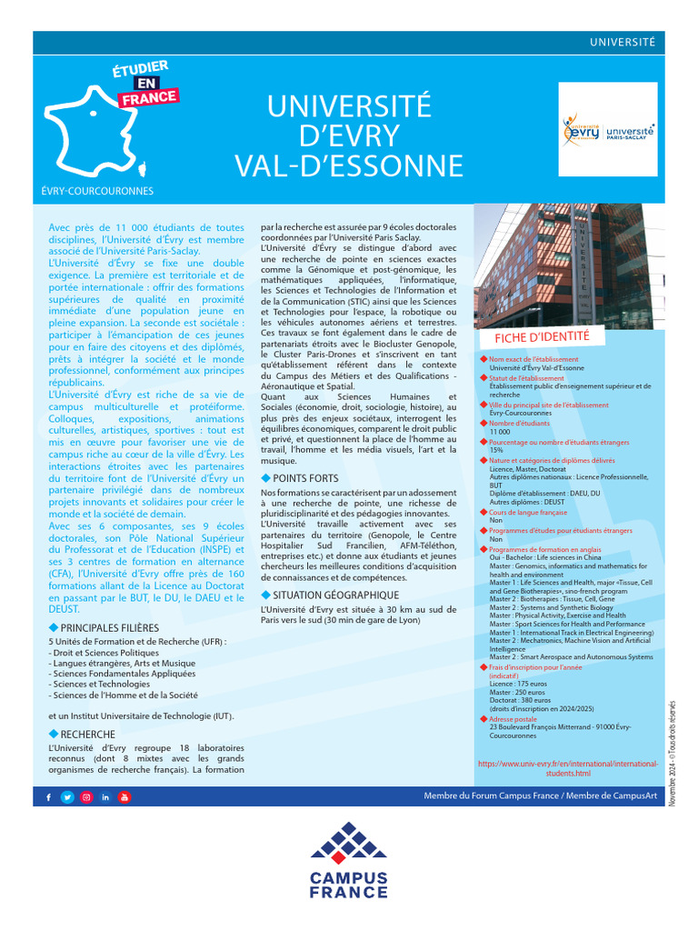 Université d'Évry : Formations et Recherche | PDF | Université | Science