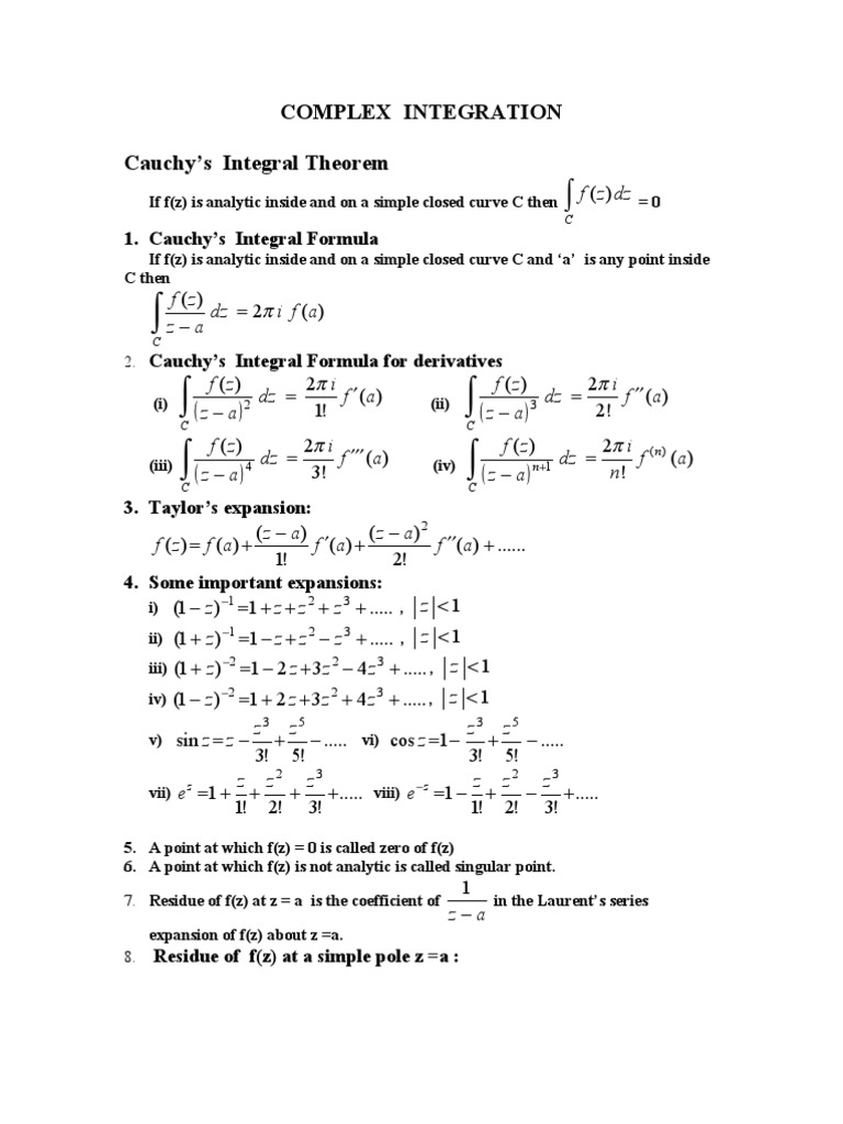 Complex Integration | PDF | Integral | Trigonometric Functions
