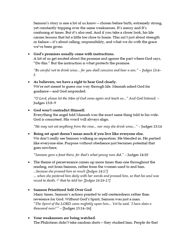 The Book of Judges (Samson) COG | PDF | Samson | Delilah