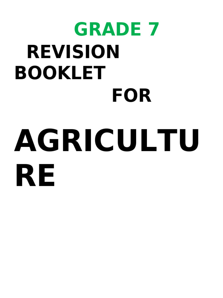 Grade 7 Agriculture Revision Questions | PDF | Agriculture | Soil