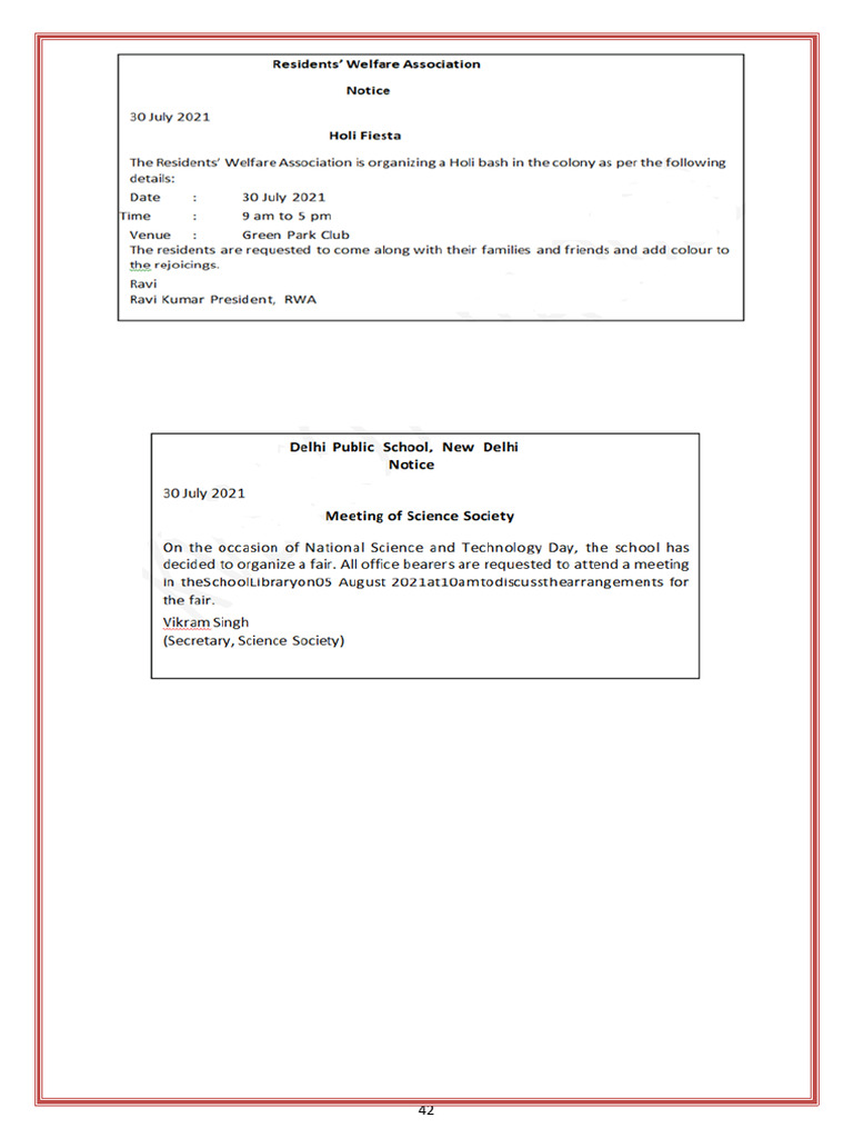 Notes Invitations, Replies, Letter, Notice | PDF