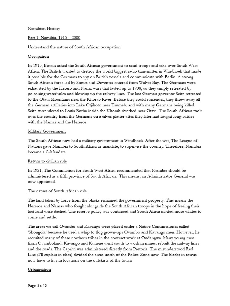 South African Occupation of Namibia 1915-2000 | PDF | Namibia ...