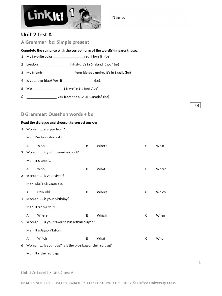 Unit 2 Test A: Grammar & Vocabulary | PDF | Vocabulary | Linguistics