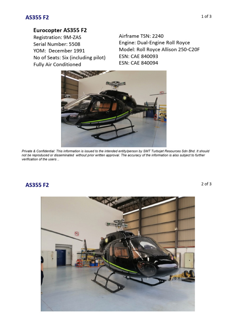Eurocopter AS355 F2 Specifications | PDF | Vehicles | Aviation