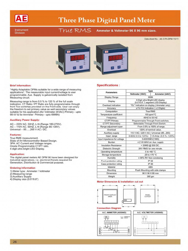 3 Phase Digital Panel Meter | PDF