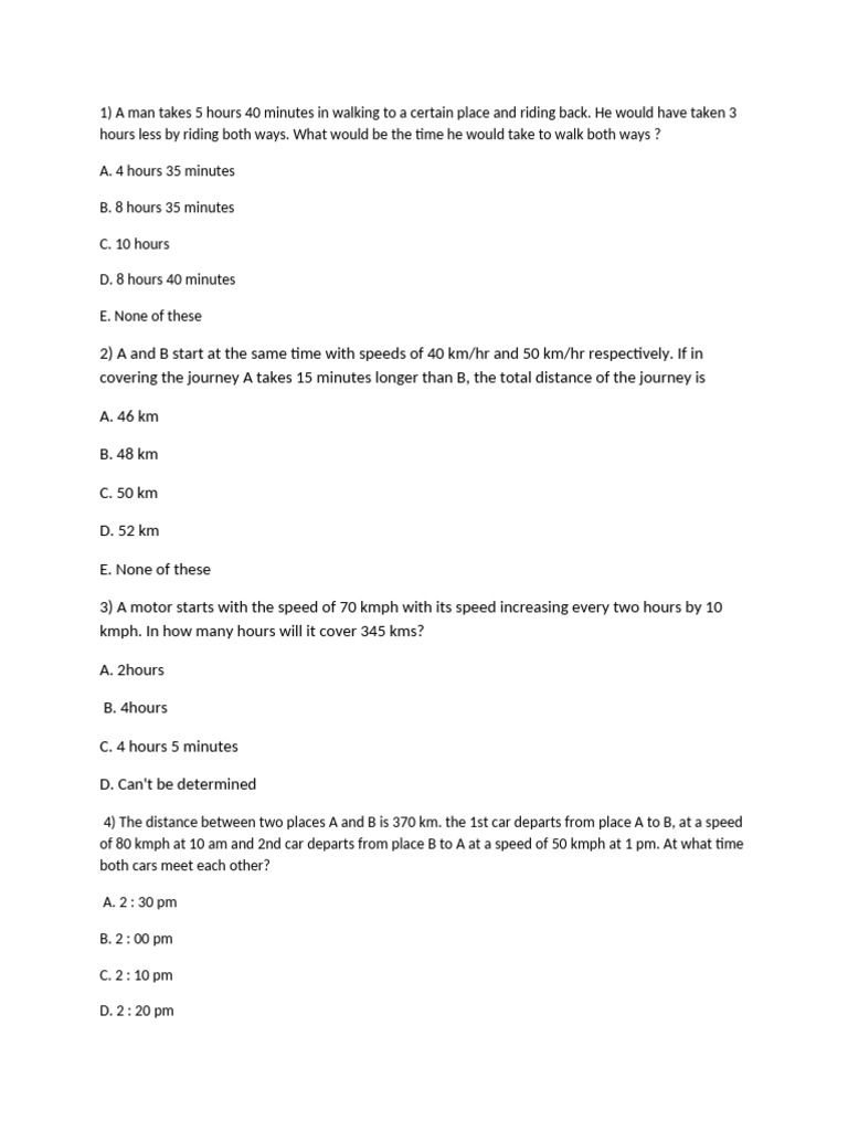 Time and Speed Problems Explained | PDF | Speed | River