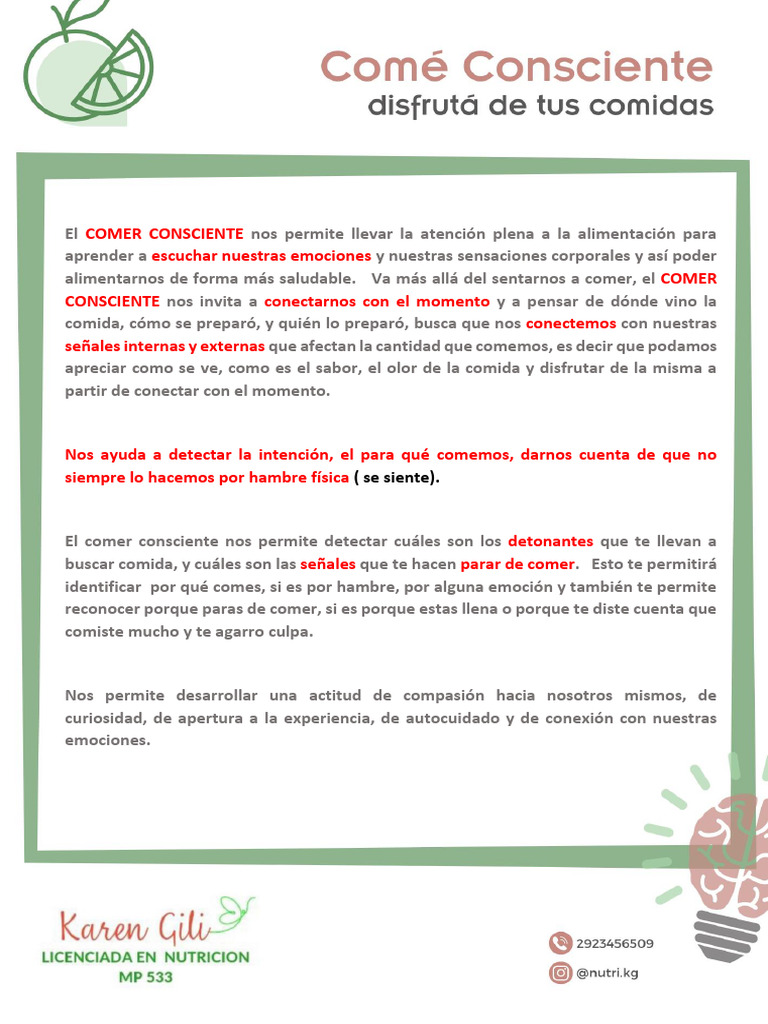 Comer Consciente: Claves para la Salud | PDF | Las emociones | Placer
