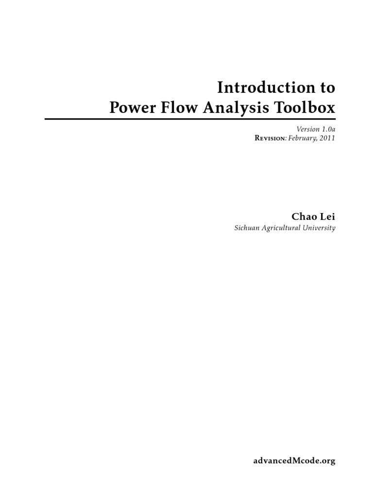 Introduction To Power Flow Analysis Toolbox: Chao Lei | PDF | Graphical ...