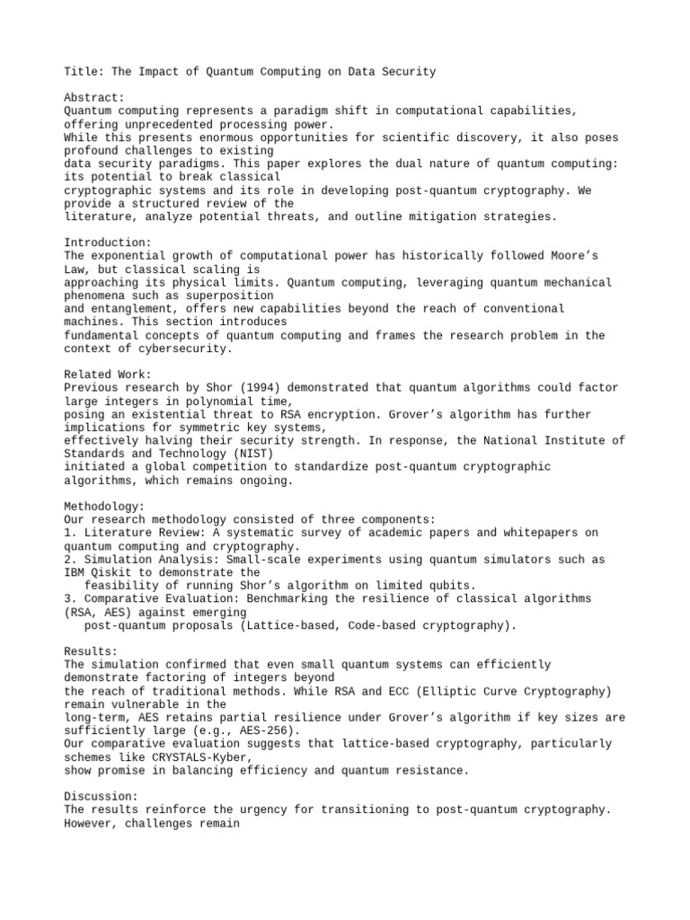 Sample Full Research Paper | PDF | Quantum Computing | Cryptography