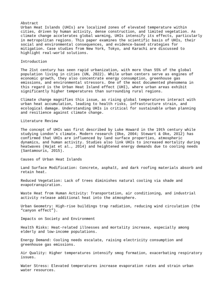 Urban Heat Islands: Causes and Solutions | PDF | Climate Change ...