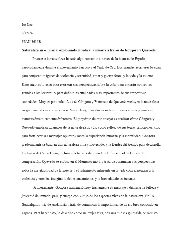 Góngora y Quevedo: Naturaleza y Mortalidad | PDF | Muerte