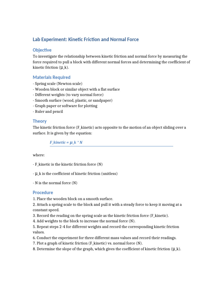 Measuring Kinetic Friction Forces | PDF | Force | Friction