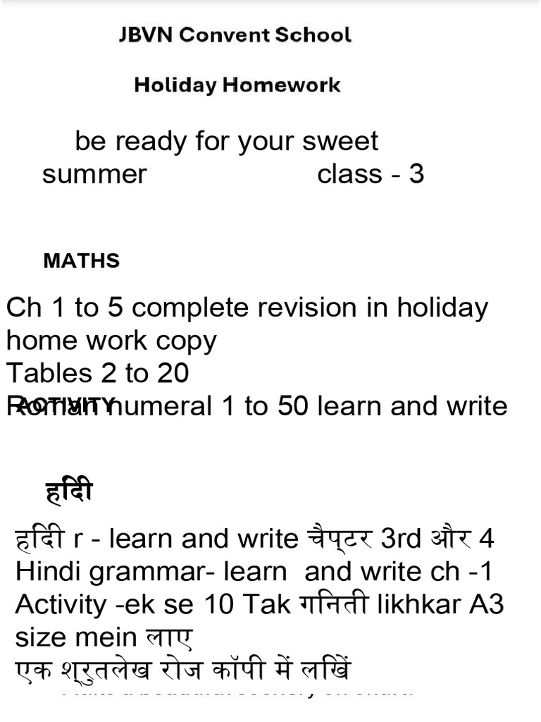 7th Class Homework Pdf