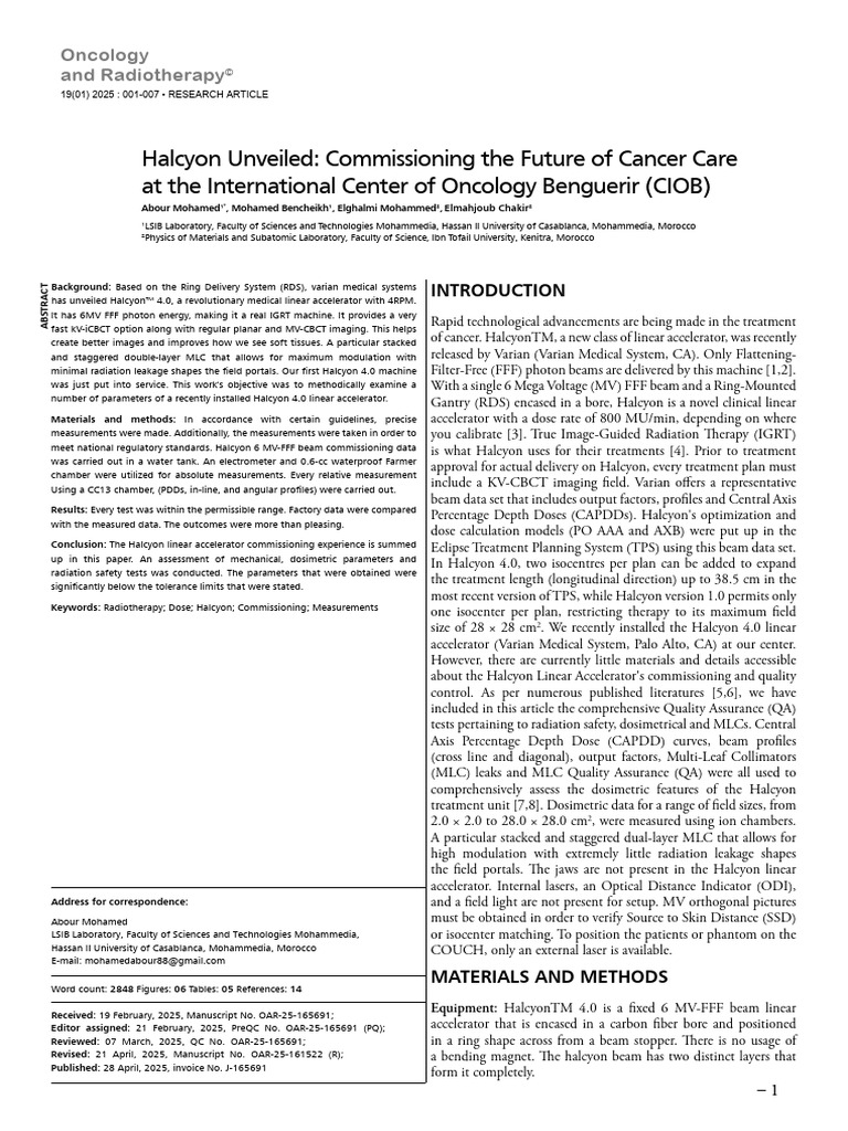 Halcyon 4.0 Linear Accelerator Commissioning | PDF | Radiation Therapy ...