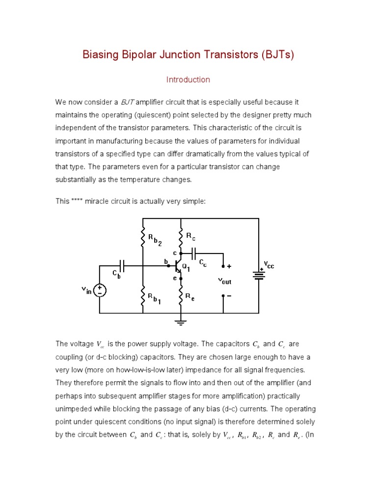 Biasing Bipolar Junction Transistors (BJTS) : CC B C | PDF | Bipolar ...