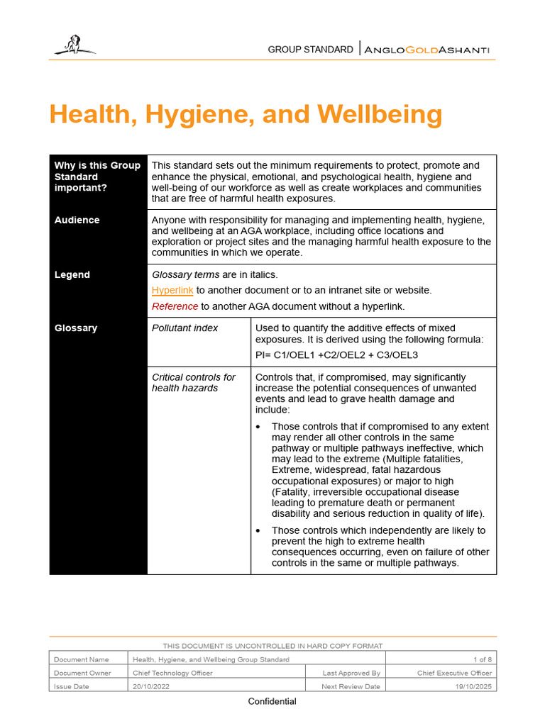 AGA Health and Wellbeing Standards | PDF | Mental Health | Occupational ...