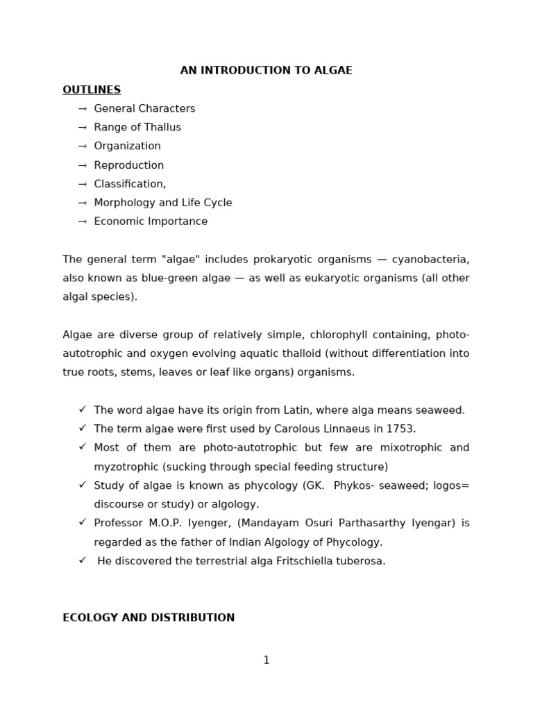 An Introduction To Algae | PDF | Ploidy | Algae