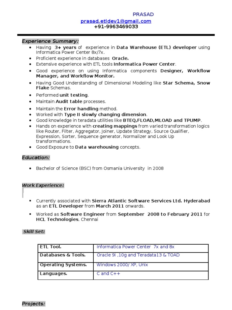 Prasad Resume | PDF | Oracle Database | Databases