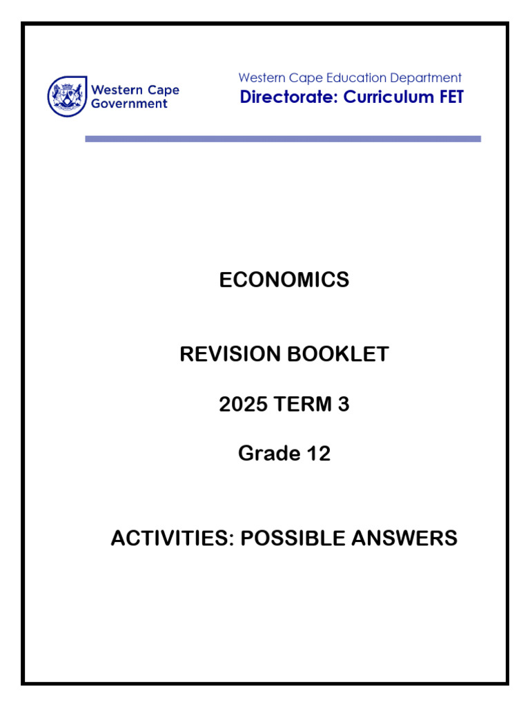 2025 Economics Gr12 T3&4 RevisionAnswers | PDF | Gross Domestic Product ...