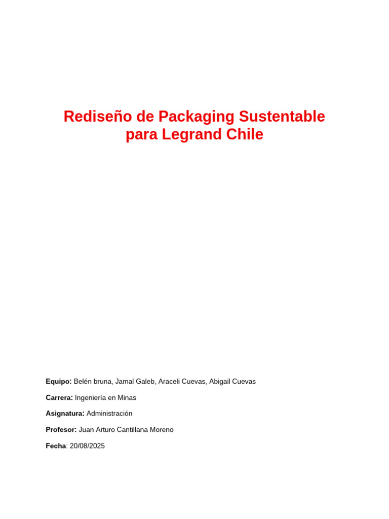 Rediseño de Packaging Ecoamigable Legrand | PDF | Reciclaje | El plastico