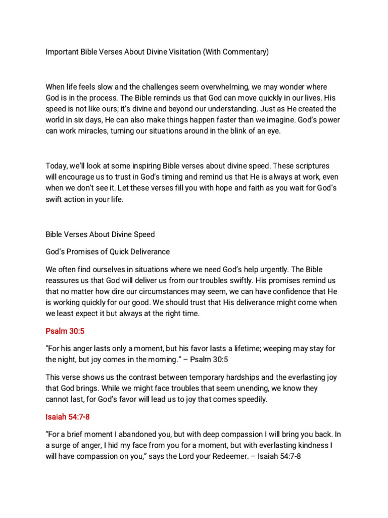 Bible Verses on Divine Visitation | PDF | Miracle | Prayer