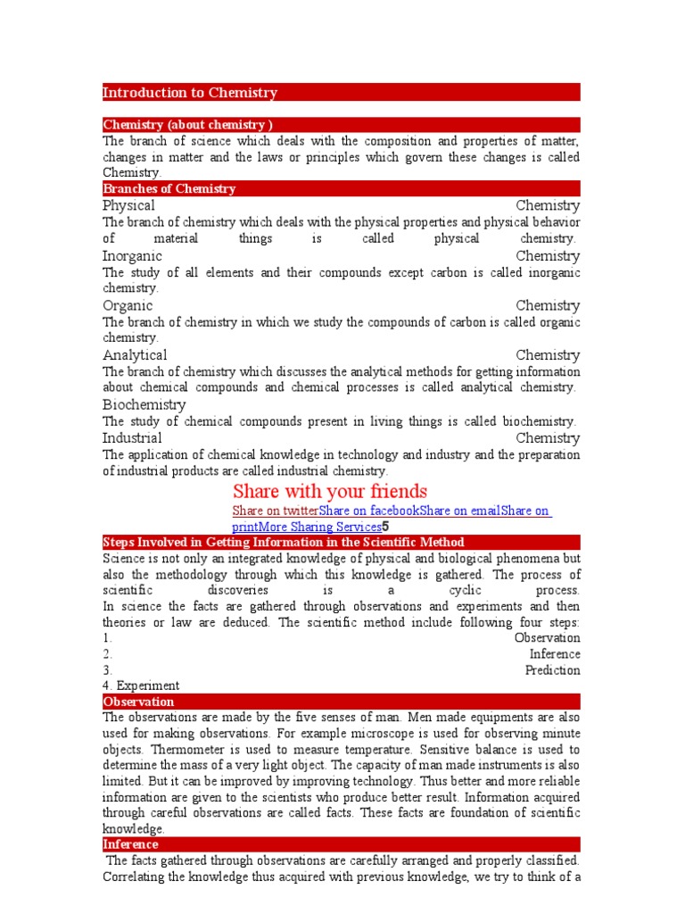 Overview of Chemistry Fundamentals | PDF | Molecules | Chemical Elements