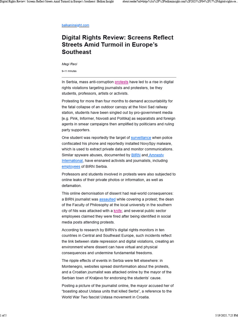 Digital Rights Review - Screens Reflect Streets Amid Turmoil in Europe ...