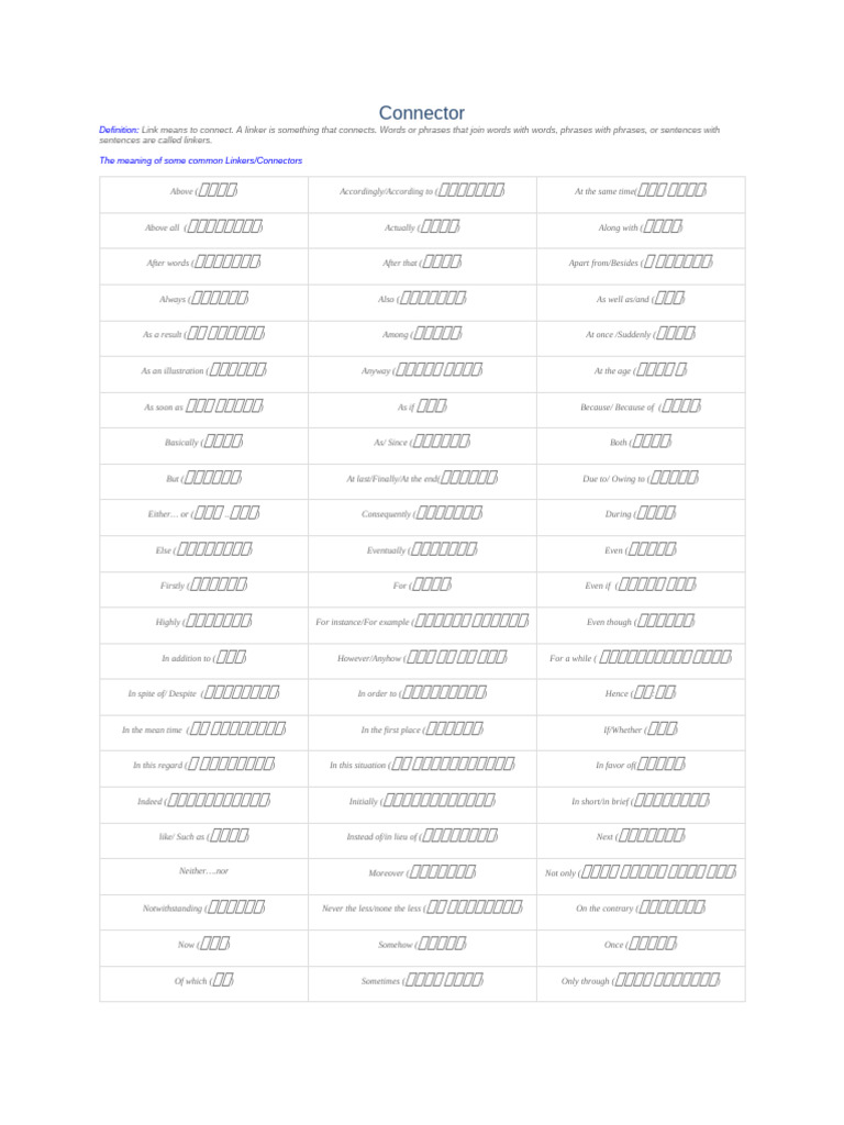 Essential Linkers and Connectors Guide | PDF | Syntax | Linguistics