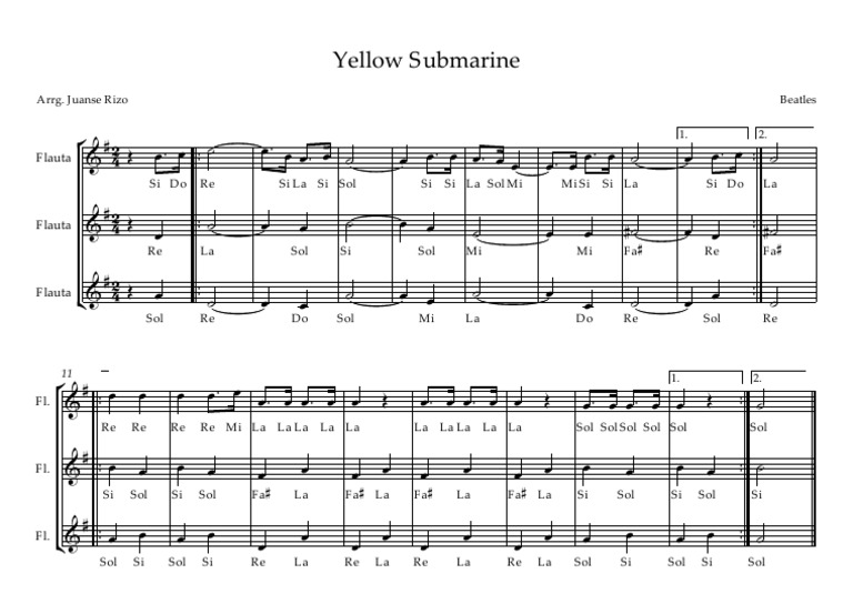Partition Flauta : Yellow Submarine | PDF
