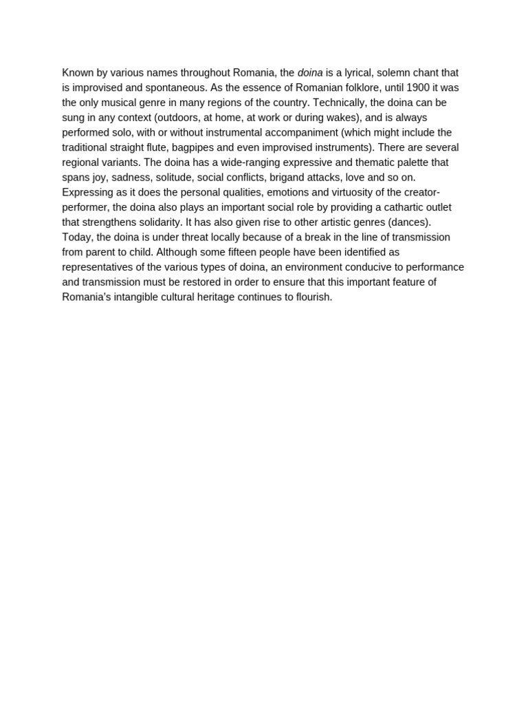 Doina Patrimoniu UNESCO | PDF