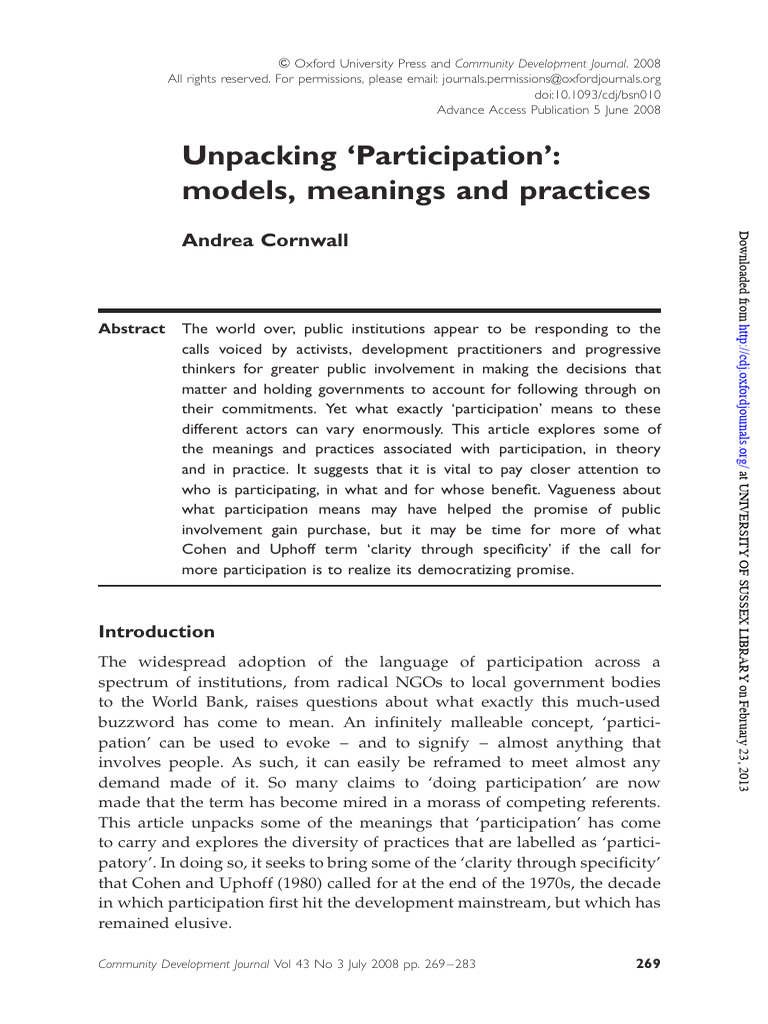 Unpacking Participation Models Meanings | PDF
