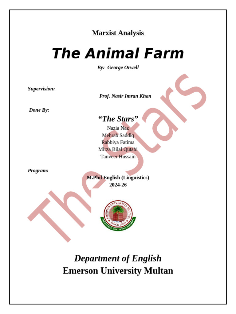 Marxist Critique of Animal Farm | PDF | Anti Capitalism | Ideologies