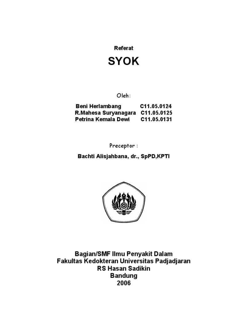 Referat Syok - Interne | PDF