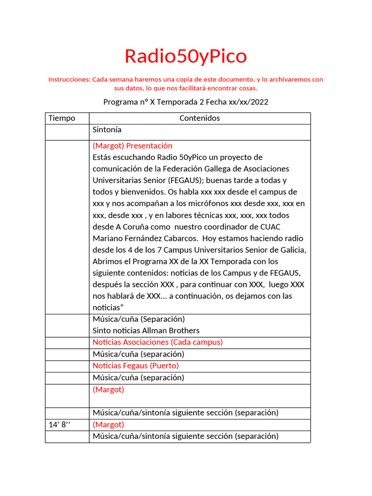 Guión Programa | PDF