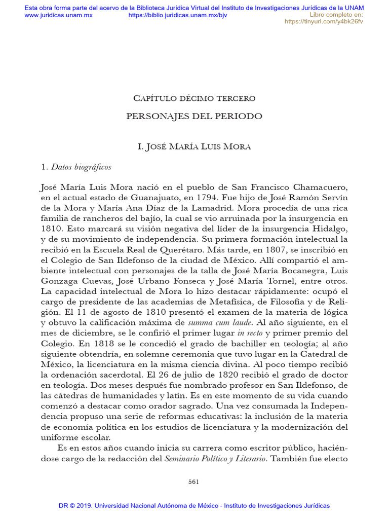 Biografía de José María Luis Mora | PDF | México | Iglesia Católica