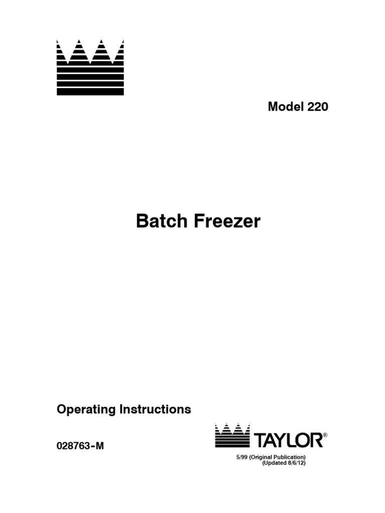 Taylor Model 220 Operating Guide | PDF | Refrigerator | Electrical Wiring