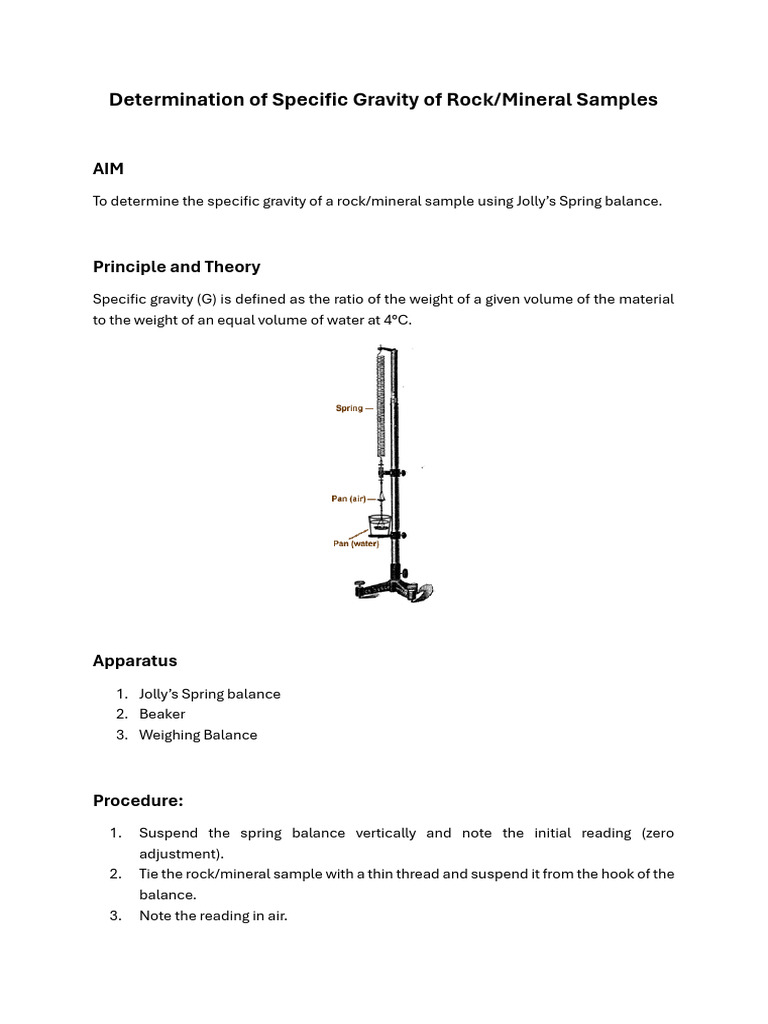 Specific Gravity - Jolly Spring Balance | PDF