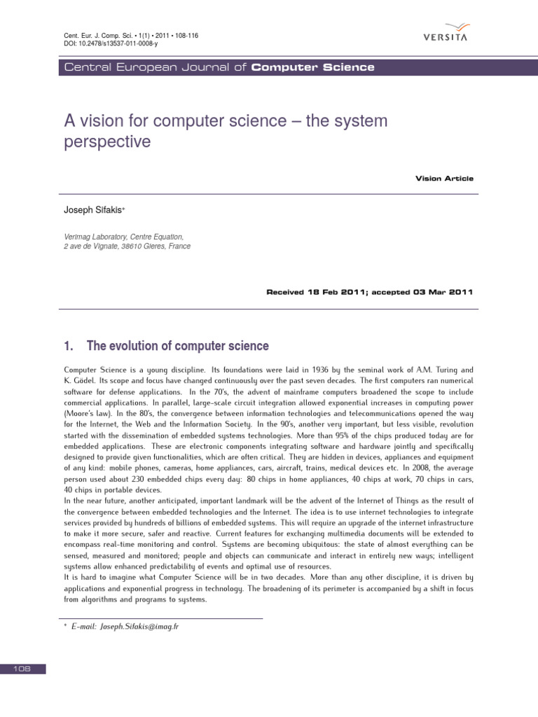 A Vision For Computer Science - The System Perspec | PDF | System ...