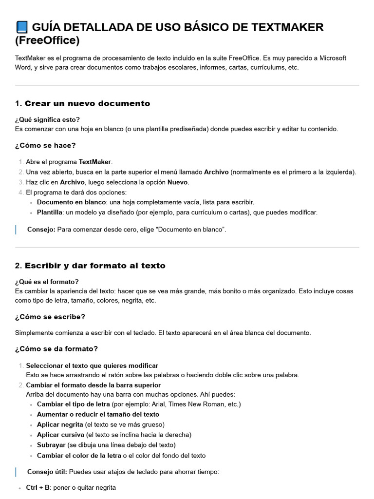 Guía Básica de TextMaker en FreeOffice | PDF | Archivo de computadora ...
